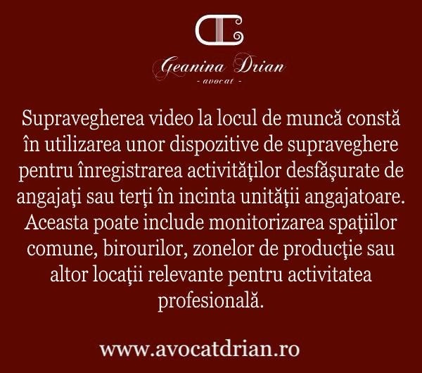 Supravegherea video la locul de muncă | avocat DRIAN